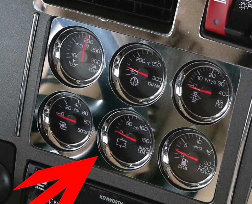 RW-43907 : Kenworth T610/410/360 6 Gauge cluster above radio trim – All ...